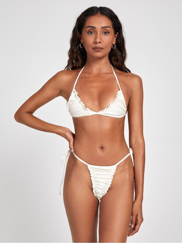 Ecru Ana Ruched Bikini Set | Salty Nips – Saltynips.co